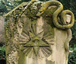 What does the snake on the grave mean?-Cnmonument